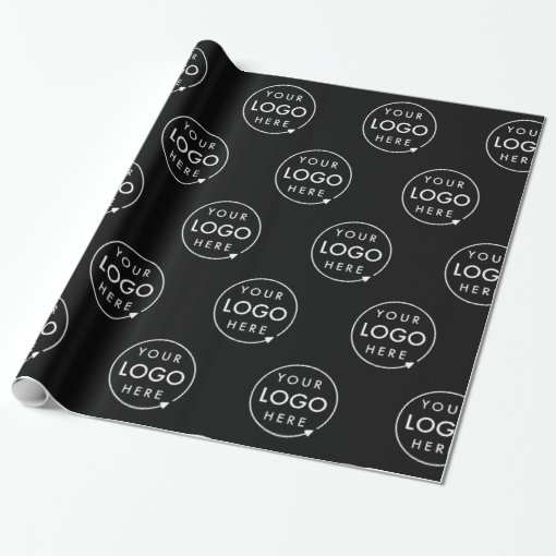 Business Logo | Modern Corporate Company Black Wrapping Paper | Zazzle