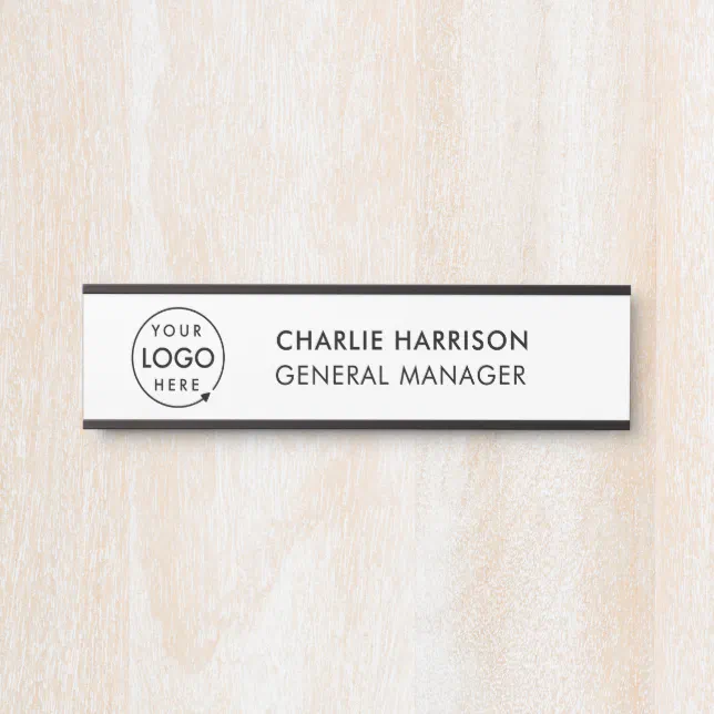 Business Logo | Modern Custom Employee Staff Door Sign | Zazzle