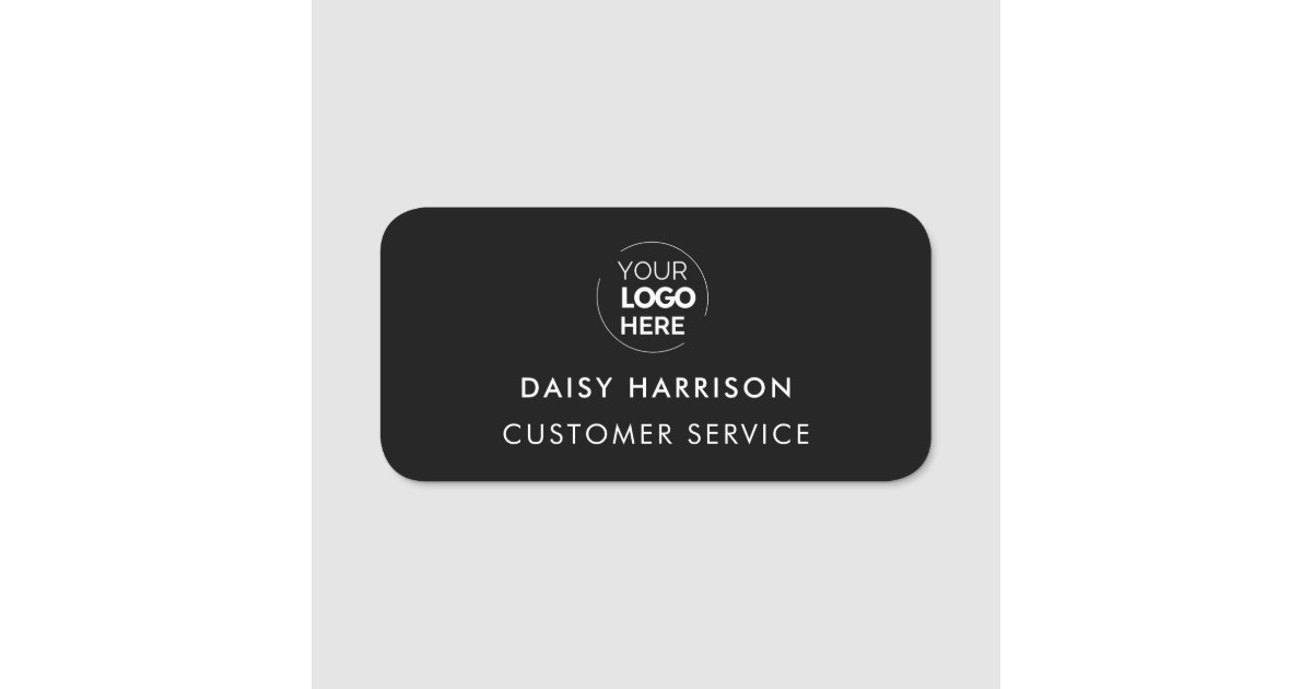 Business Logo | Modern Custom Employee Staff Name Tag | Zazzle