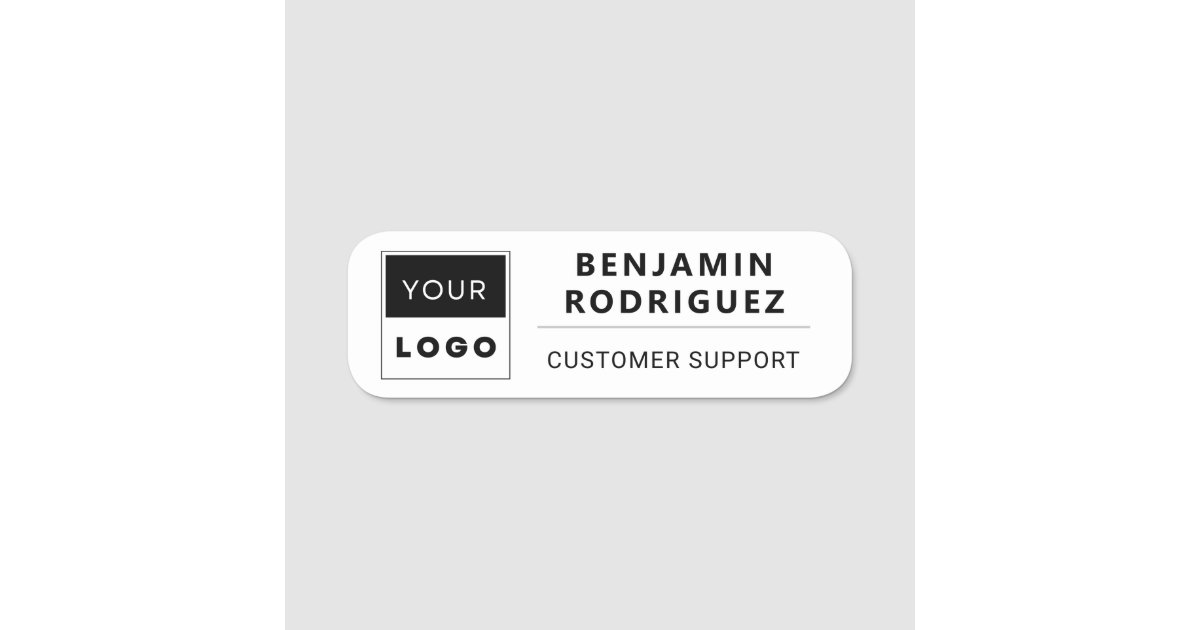 Business Logo Modern Custom Employee Staff Name Tag | Zazzle