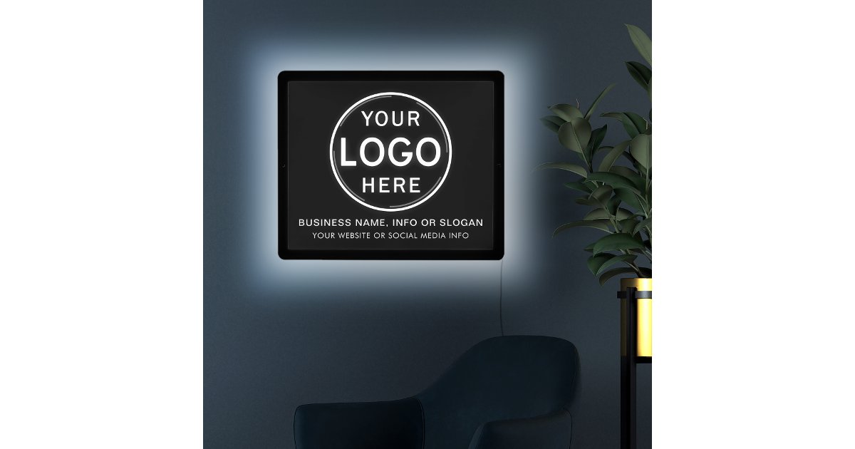 Business Logo Modern Professional Promotional LED Sign | Zazzle