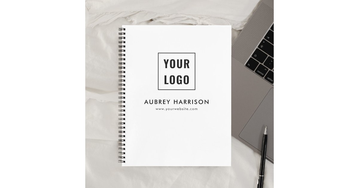 Business Logo Modern Professional White Notebook | Zazzle