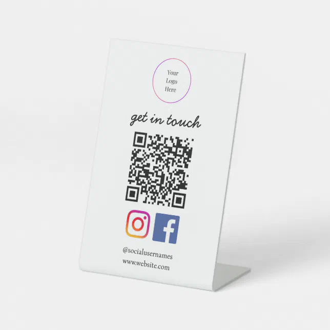 Business Logo | Modern QR Code Template Pedestal Sign | Zazzle