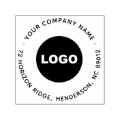 Business Logo Modern Round Return Address Slogan Self-inking Stamp | Zazzle