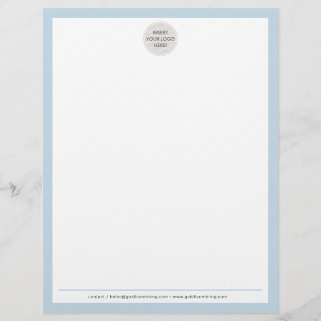 BUSINESS LOGO modern simple border pale blue Letterhead | Zazzle