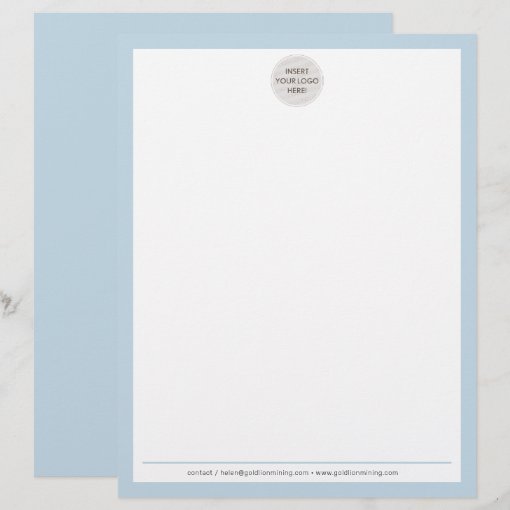 BUSINESS LOGO modern simple border pale blue Letterhead | Zazzle