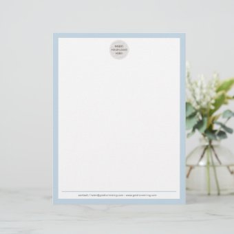BUSINESS LOGO modern simple border pale blue Letterhead | Zazzle