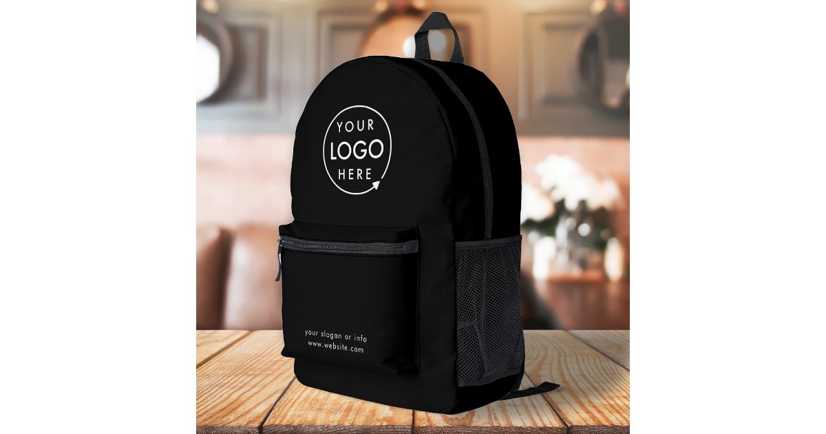 Business Logo Modern Stylish Trendy Black Printed Backpack | Zazzle