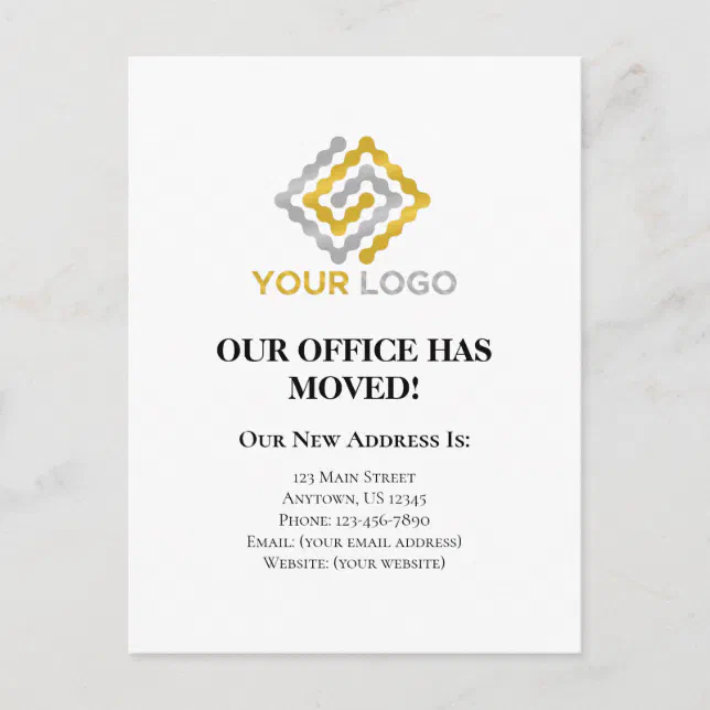 Business Logo Moving Announcement Postcard | Zazzle