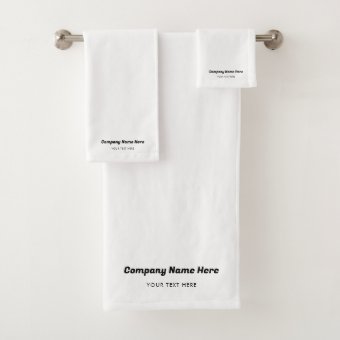 Business Logo Name Company Promotional Corporate Bath Towel Set | Zazzle