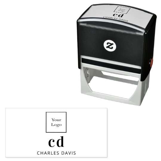 Business logo name monogram initials self-inking stamp | Zazzle.com