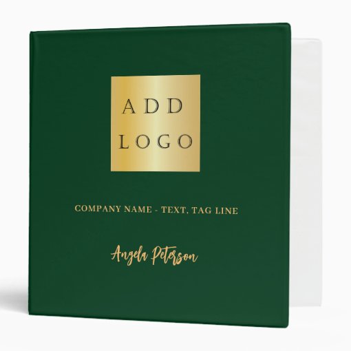 Business logo name signature emerald green 3 ring binder | Zazzle