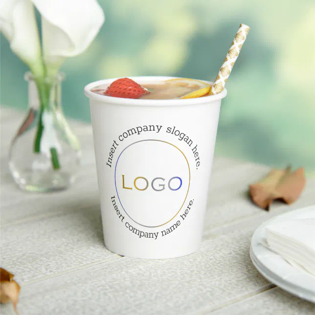 Business Logo Name Slogan Minimalist Professional Paper Cups | Zazzle