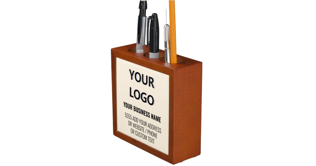 Business Logo Name Text Promotional Desk Organizer | Zazzle