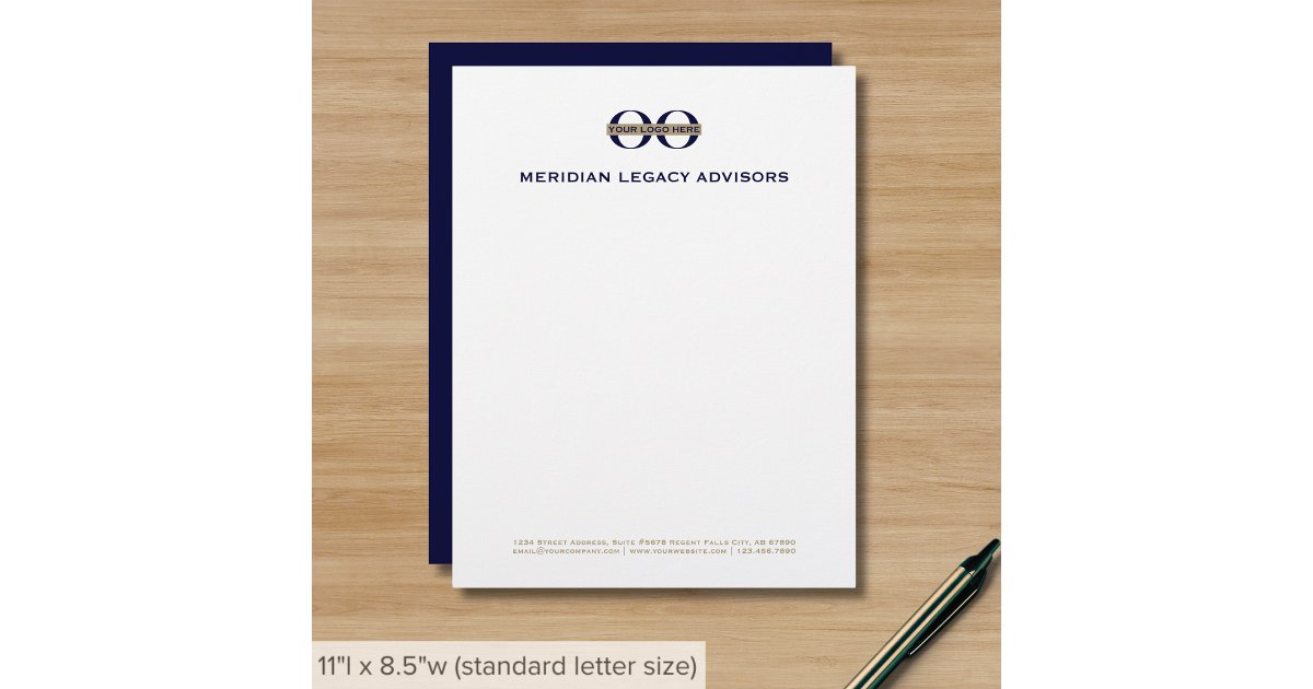 Business Logo Navy Blue Letterhead | Zazzle