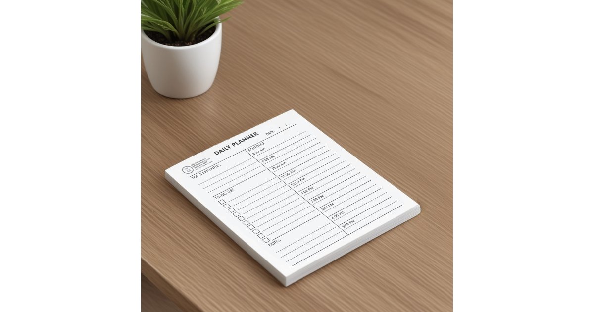 Business Logo Notepad | Daily Plan Checklist Pad | Zazzle