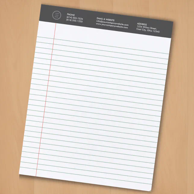 Business Logo Notepad | Ruled Office Writing Pad | Zazzle