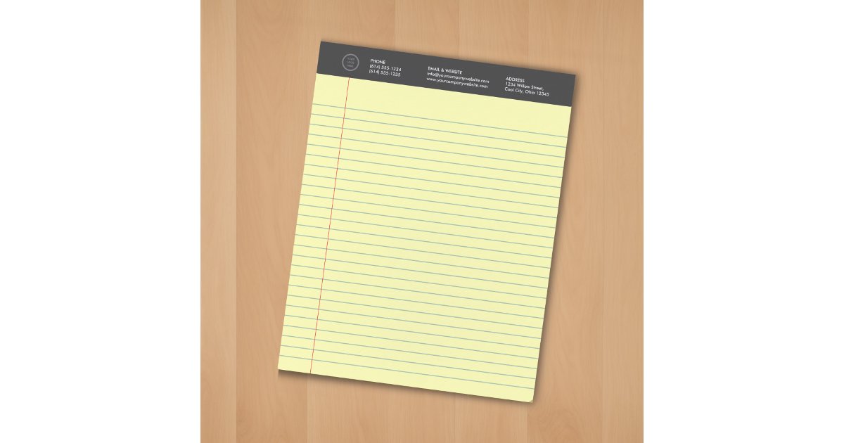 Business Logo Notepad | Yellow Ruled Writing Pad | Zazzle