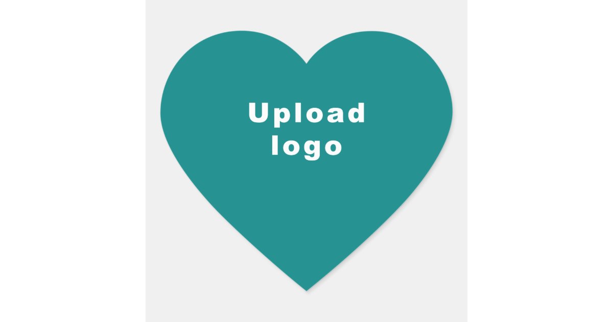 Business Logo on Teal Green Heart Shape Sticker | Zazzle