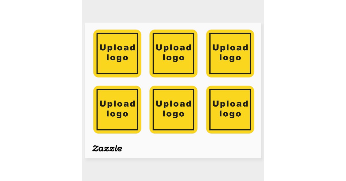 Business Logo on Yellow Square Sticker | Zazzle
