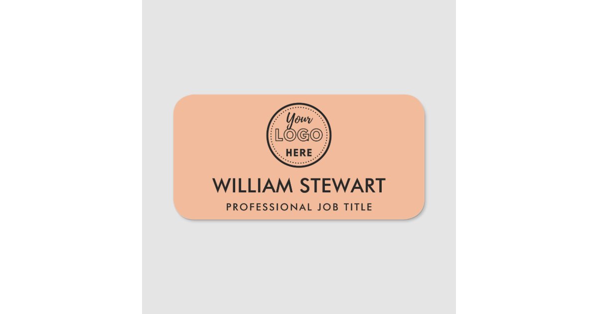 Business Logo Orange Employee Staff Name Name Tag | Zazzle