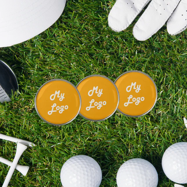 Business logo orange golf ball marker | Zazzle