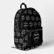 Business Logo Pattern Custom Text on Black Printed Backpack | Zazzle