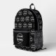 Business Logo Pattern Custom Text on Black Printed Backpack | Zazzle