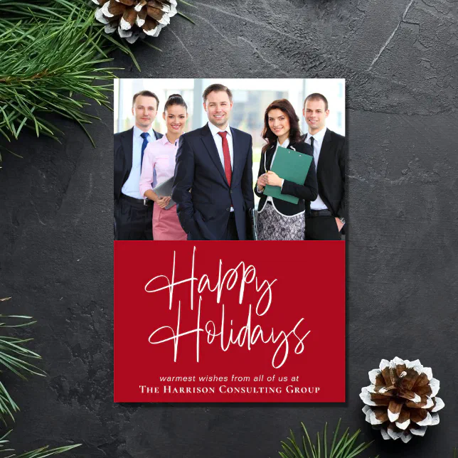 Business Logo Photo Corporate Christmas Holiday Card | Zazzle