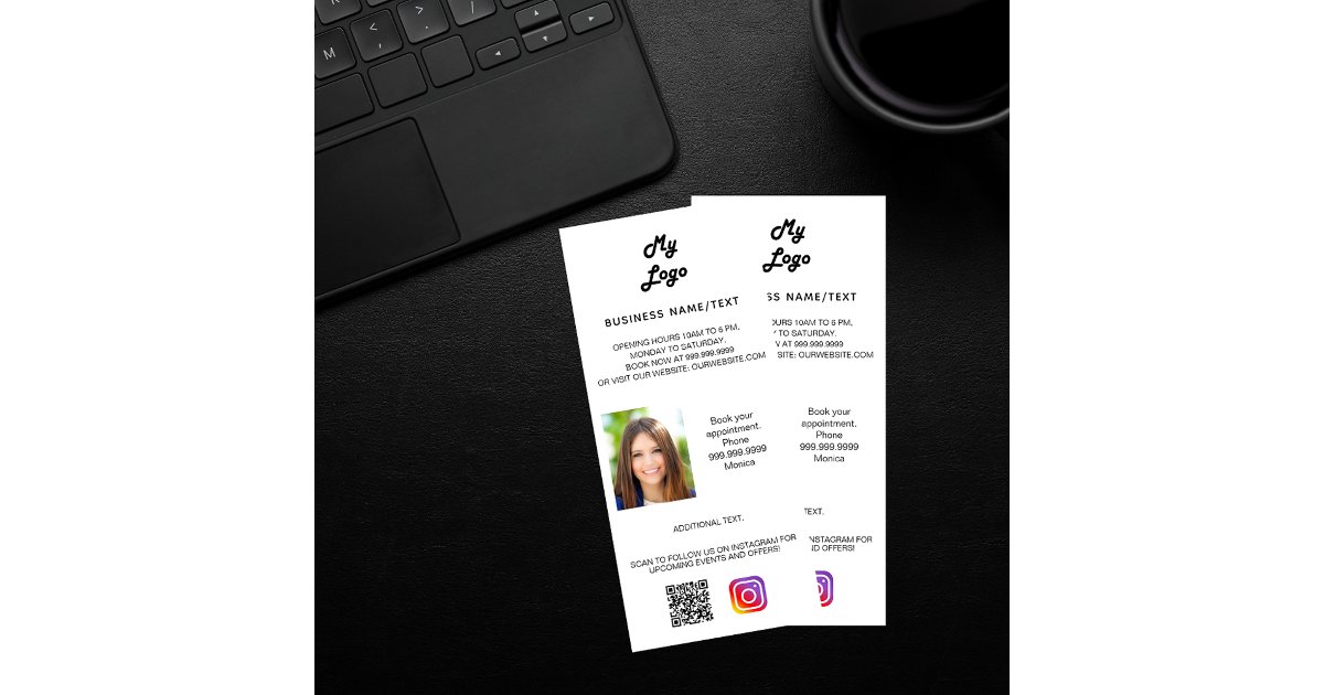 Business logo photo promotion qr code instagram rack card | Zazzle
