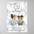 Business logo photo welcome marble white poster | Zazzle