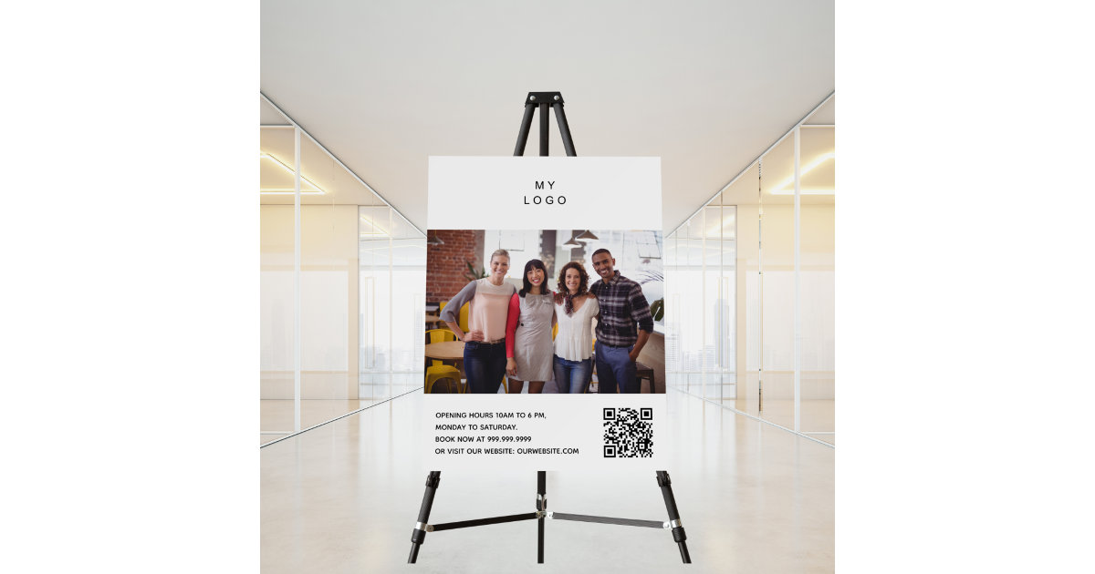Business Logo Photo Welcome Qr Code Foam Board Zazzle