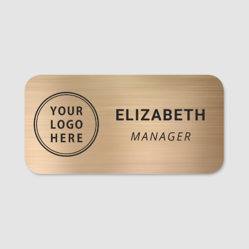 Business Logo Professional Gold Name Tag | Zazzle