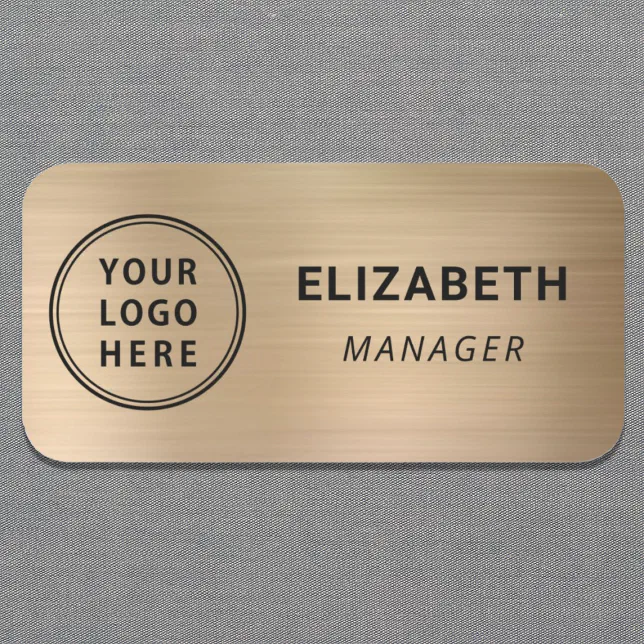 Business Logo Professional Gold Name Tag | Zazzle