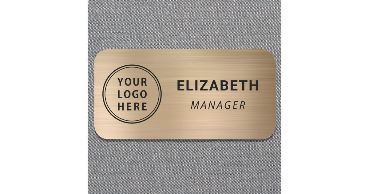 Business Logo Professional Gold Name Tag | Zazzle