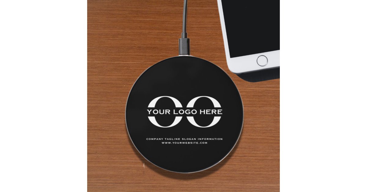 Business Logo Professional Minimalist Black Wireless Charger | Zazzle