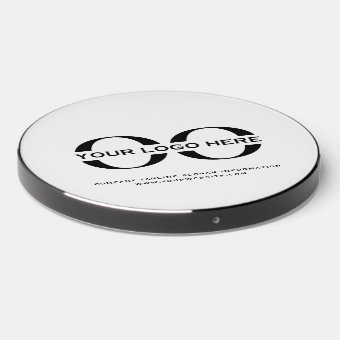 Business Logo Professional Minimalist White Wireless Charger | Zazzle