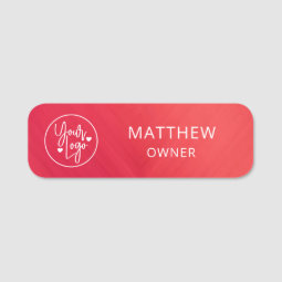 Business Logo Professional Staff Employee Red Name Tag | Zazzle