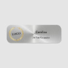 Business Logo Promotional Company Silver Name Tag | Zazzle