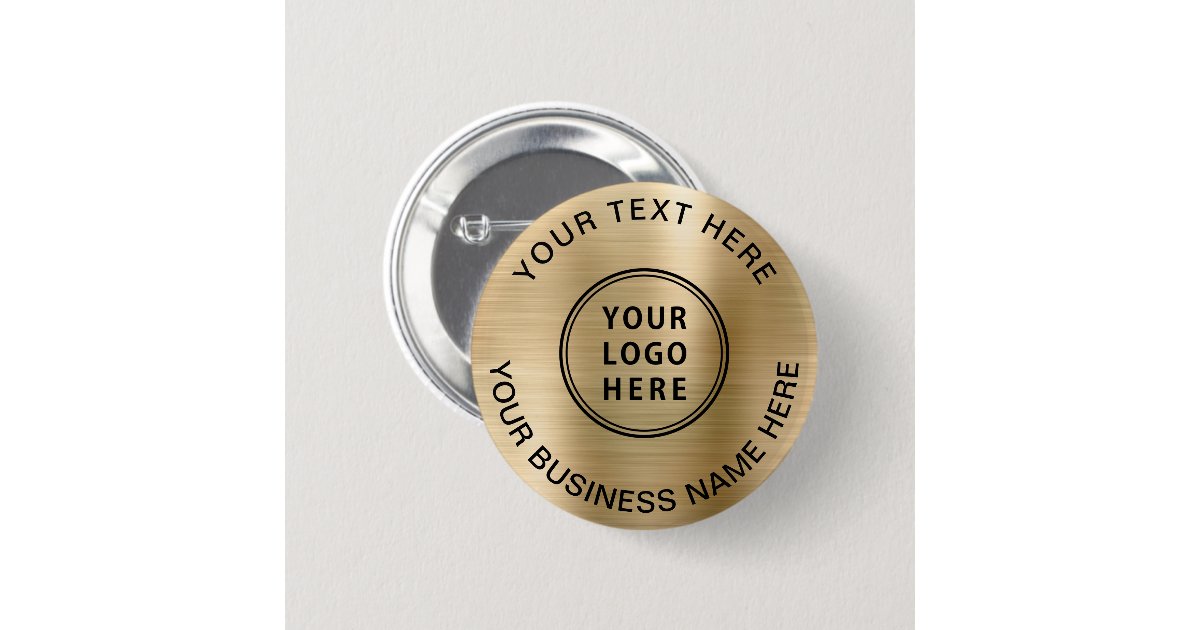 Business Logo Promotional Gold Button | Zazzle