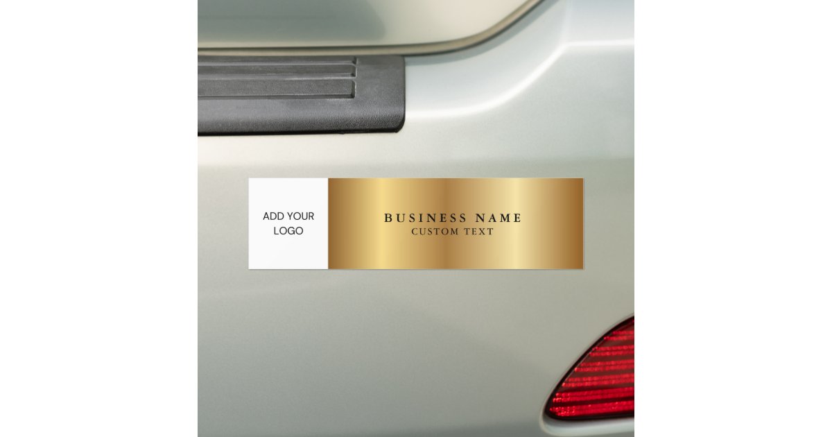 Business Logo Promotional Metallic Gold Bumper Sticker | Zazzle