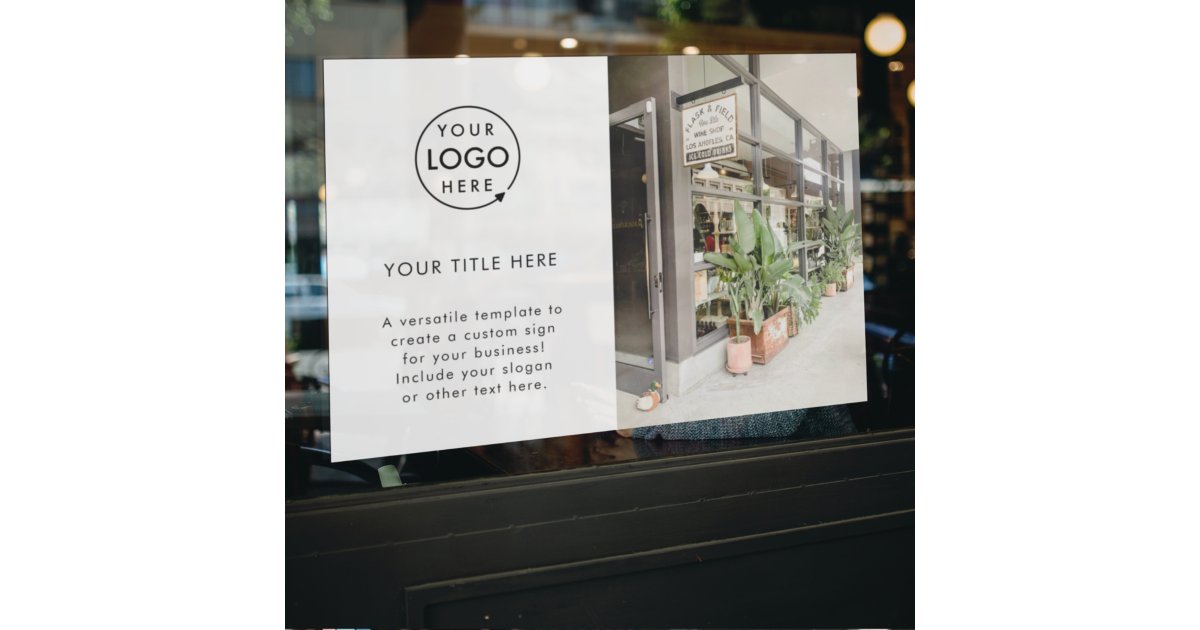 Business Logo | Promotional Photo Simple White Window Cling | Zazzle