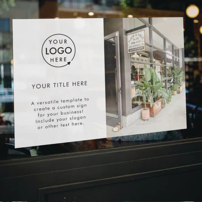 Business Logo | Promotional Photo Simple White Window Cling | Zazzle