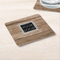 Business Logo Promotional Rustic Wood Square Paper Coaster | Zazzle