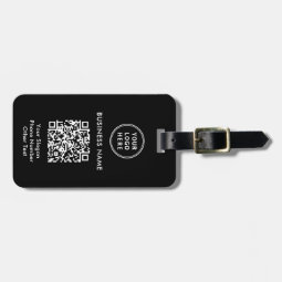 Business Logo QR Code Black Luggage Tag | Zazzle