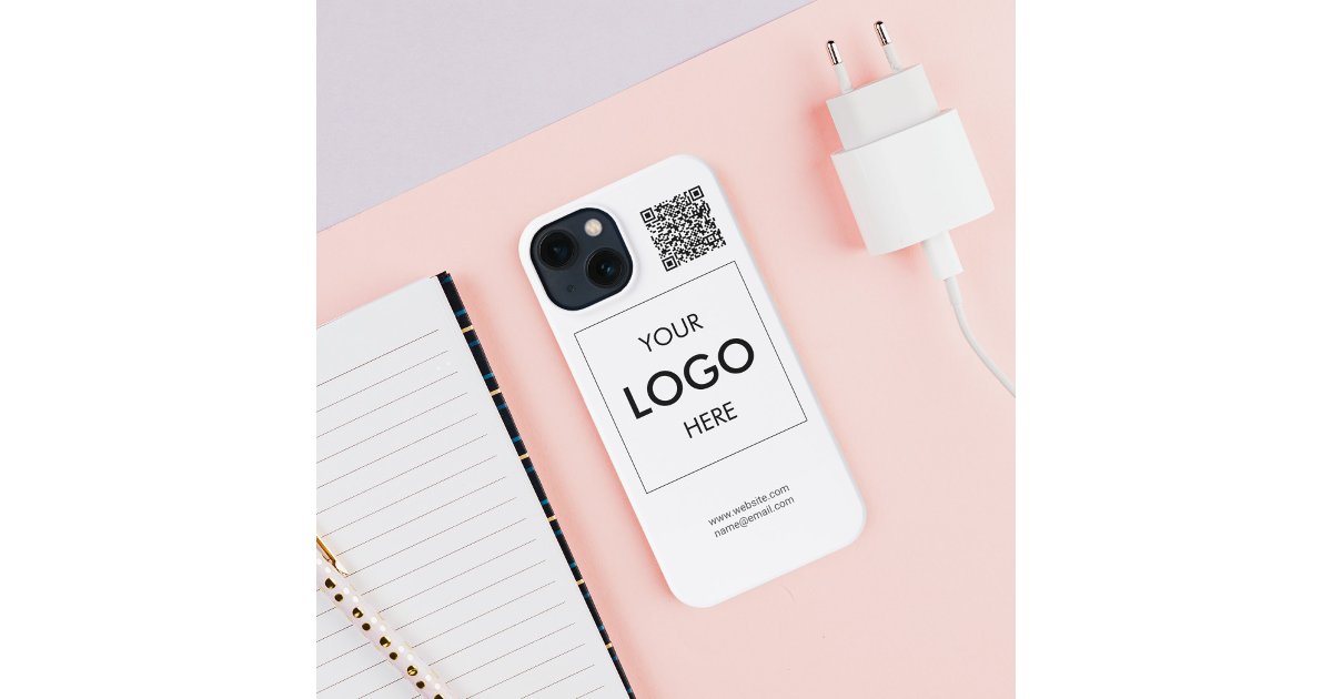 Business Logo QR Code Branding White iPhone Case | Zazzle