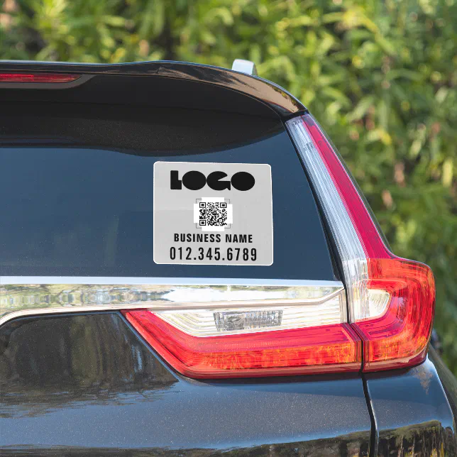 Business Logo & QR Code Car Window Vinyl Bumper St Sticker | Zazzle