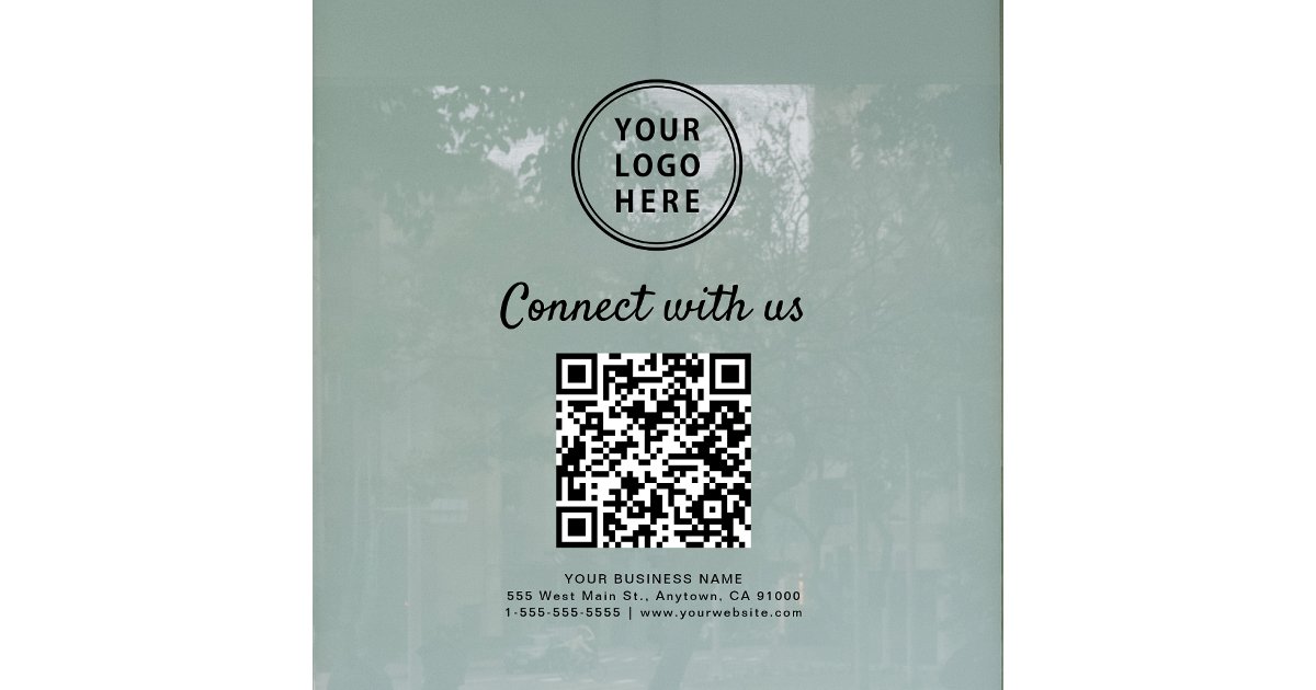 Business Logo QR Code Connect With Us Window Cling | Zazzle