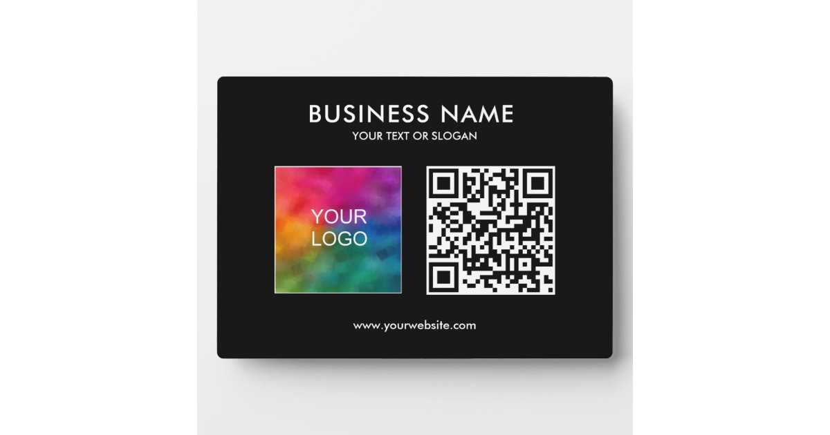 Business Logo QR Code Custom Template Horizontal Plaque | Zazzle