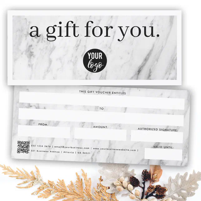 Business Logo QR Code Gift Certificate Voucher | Zazzle
